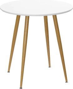 HOMCOM Kulatý jídelní stůl pro 2 osoby v nordickém stylu s matným povrchem a kovovými nohami pro obývací pokoj, nosnost 80 kg, Ø72x75 cm, bílý | Aosom