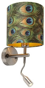 Moderní nástěnná lampa z oceli s lampou na čtení a stínovým sametem 20/20/20 páv - zlatá
