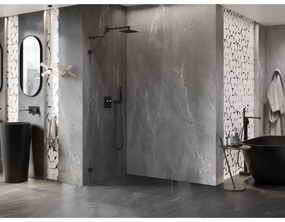 Mexen Lunar L sprchová stěna levá 100 x 200 cm, 8 mm čiré sklo, černá matná, 830L-100-000-70-00-L