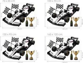 Bílá formule F1 textilní přelepitelná samolepka na zeď arch 75 x 55 cm