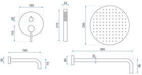 REA-P6609 - Sprchová sada s termostat. podom. baterií LUNGO kartáčovaná zlatá