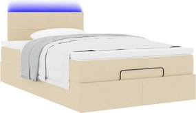 Otomanská postel s matrací &amp; LEDs krémová 120x190cm látka 3312296