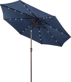 Costway LED osvětlení Konzolový deštník kulatý solární klika tmavě, tmavě modrá