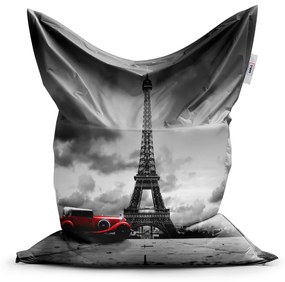 Sablio Sedací vak Classic Eiffelova věž a červené auto - 150x100 cm