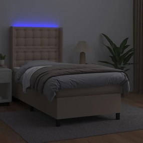 Box spring postel matrace a LED cappuccino 80x200 cm umělá kůže 3139354