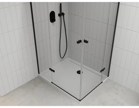 Mexen Roma Duo sprchový kout s otočnými dveřmi 100 x 90 cm, Průhledné, Černá + sprchová vanička Flat - 854-100-090-70-02-4010B
