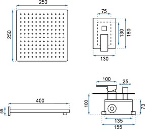 Rea Fenix - podomítkový sprchový set + box, zlatá, REA-P8401