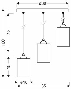 Černo-hnědý závěsný lustr Bistro pro žárovku 3x E27 s kulatou základnou  - Candellux