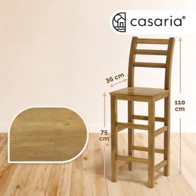 Casaria Barové židle OSLO s opěradly, 2ks, 40x36x110cm, přírodní hnědá