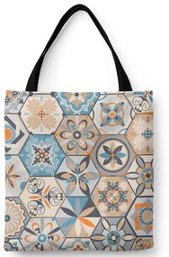 Nákupní taška Orientální šestiúhelníky - patchworkový motiv inspirovaný keramikou