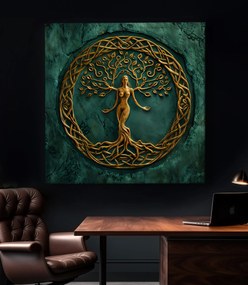 Obraz na plátně - Strom života Zlatá žena Ygg FeelHappy.cz Velikost obrazu: 40 x 40 cm