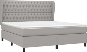 Box spring postel s matrací světle šedá 180 x 200 cm textil 3128221
