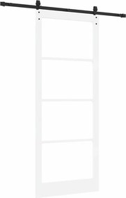 Posuvné dveře 93 x 232 cm Masivní borové dřevo a sklo Bílá 3332348