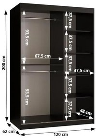 Šatní skříň Paproč 1 | 120 cm | černá