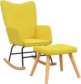 Houpací křeslo se stoličkou hořčicově žluté textil 328025