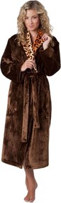 Jungle - Dámský Hnědý Župan s Exotickým Nádechem - Model 25 56 8852 - hnědá - S