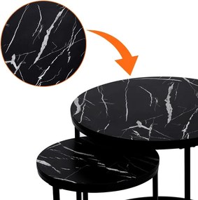 Velaco Set 2 konferenčních stolků TIG-1 60, imitace černého mramoru/černá