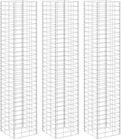 Gabionové vyvýšené záhony 3 ks 30 x 30 x 200 cm železo 151251