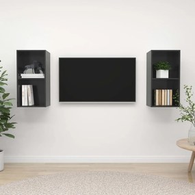 Nástěnné TV skříňky 2 ks šedé s vysokým leskem kompozitní dřevo 3079852