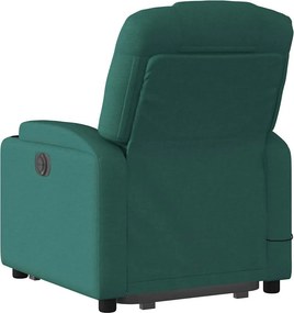 Zvedací masážní polohovací křeslo tmavě zelené textil 3204386