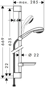 Hansgrohe Crometta 85 - Sprchová sada Vario se sprchovou tyčí 65 cm a miskou na mýdlo, chrom 27764000
