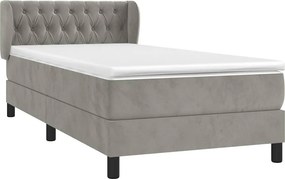 Box spring postel s matrací světle šedá 90x200 cm samet 3127649