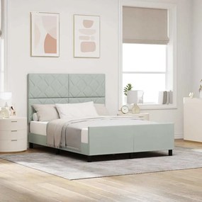 Postel s boxspringem s čelo Světle šedá 140 x 200 cm samet 3345011