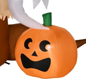 HOMCOM Halloween dekorace, 2,40 m vysoký strašidelný strom, samonafukovací, LED osvětlení, pro venkovní použití