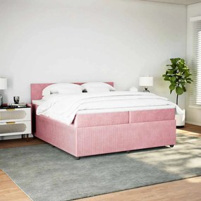 Box spring postel s matrací růžová 200x200 cm samet 3290129