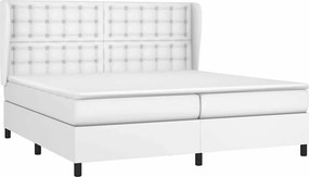Box spring postel s matrací bílá 200x200 cm umělá kůže 3129052
