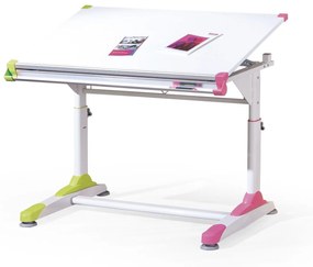 Dětský psací stolek Carma (bílá + růžová + zelená). 770244