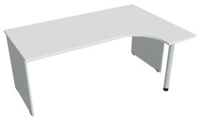 Stůl ergo levý 180*120 cm - Hobis Gate GE 1800 L Dekor stolové desky: bílá, Dekor lamino podnože: šedá, Barva nohy: stříbrná