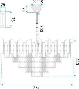 Toolight Toolight, závěsné svítidlo 80cm, 12xE14, G053-CP, zlatá, OSW-08947