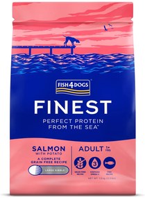 FISH4DOGS Granule malé pro dospělé psy Finest losos s bramborami 1,5 kg, 1+