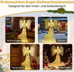 Costway Svítící vánoční anděl s flétnou 158 cm, 250 LED