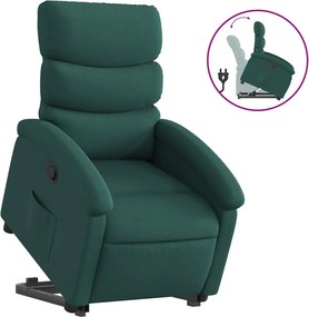 Zvedací polohovací křeslo tmavě zelené textil 3203984