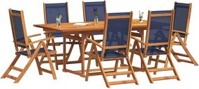 7dílný zahradní jídelní set masivní akáciové dřevo a textilen 3279303