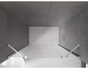 Mexen Velar Duo, posuvné sprchové dveře do otvoru 160 cm, 8mm sklo námraza, bílá matná, 871-160-000-32-20