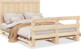 Rám postele s čelem bílý 140 x 200 cm masivní borové dřevo 3281540