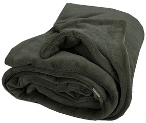 Mikroplyšová deka/ přehoz - khaki