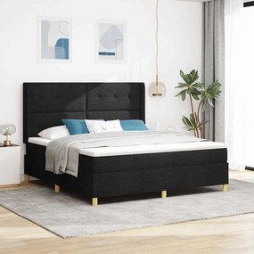 Postel s boxspringem s čelo Černá 180 x 200 cm textil 3341849