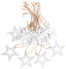 Sada vánočních dřevěných ozdob Hvězda bílá, 18 ks