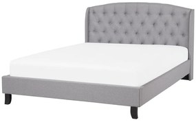 Světle šedá čalouněná postel Chesterfield 140x200 cm BORDEAUX Beliani