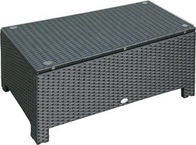 Zahradní stolek Outsunny – Kávový stolek, Terasový stolek, Balkonový stolek z poly rattanové sítě, Černý, 85 x 50 x 39 cm | Aosom