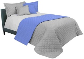Prošívaný přehoz na manželskou postel v modro šedé barevné kombinaci 220 x 240 c