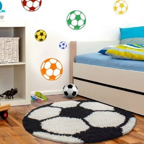 Vopi | Dětský koberec Fun shaggy 6001 black - kulatý 120 cm průměr