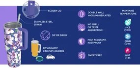 Quokka Nerezový termohrnek s brčkem Stream Matcha 1200 ml