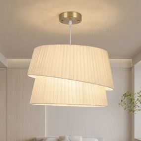 HOMCOM Elegantní závěsné svítidlo s dvojitým stínidlem, výškově nastavitelné, do obývacího pokoje, bílé