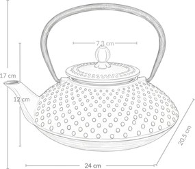 Litinová čajová konvice s filtrem MIKA, 1250 ml, černá