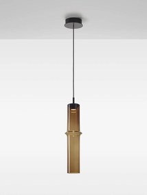 Brokis Designové závěsné svítidlo Bamboo forest up L, PC1330 Stmívání, řízení: stmívatelná verze, Barva skla: Hnědá kouřová - transparentní sklo, Povrchová úprava baldachýnu: Trimless – kabelová verze – černá struktura